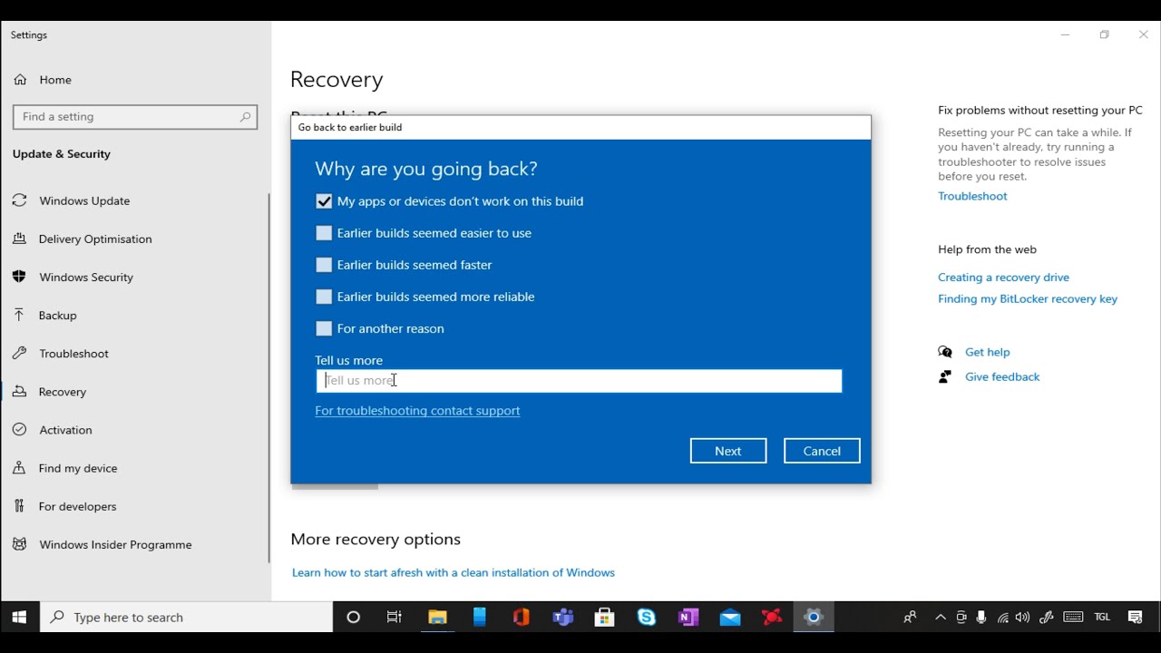 4K Video ⭕🔴 How to fix BSOD go back to an earlier build of Windows 10 ...