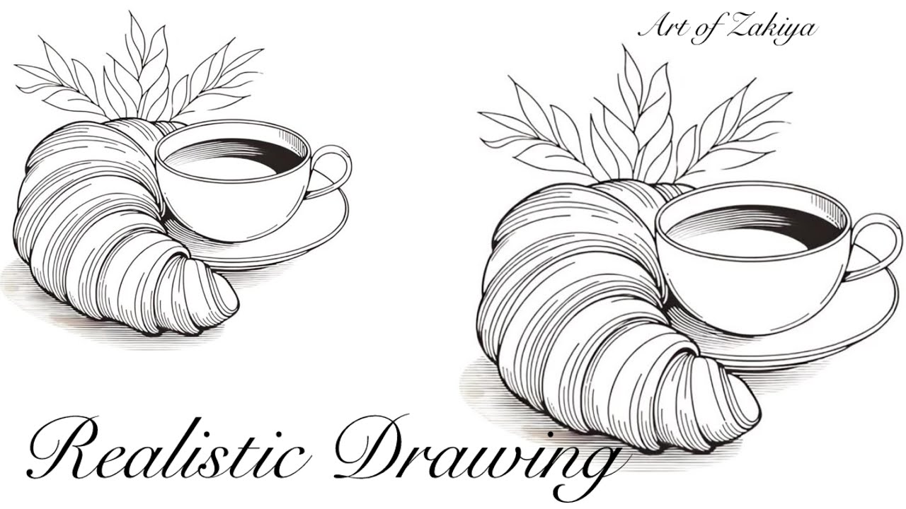 Let's Draw Together 🥐☕️ Easy Realistic Food Drawing Tutorial EASY ...