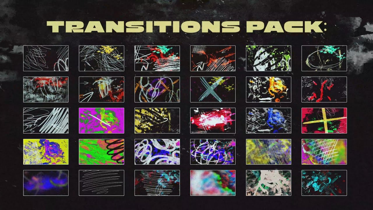 Pack of 30 Grunge Scribble Transitions After Effects Template - YouTube