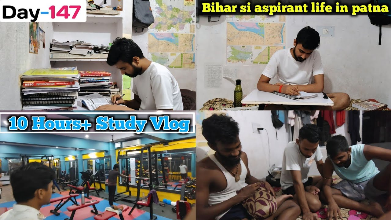 Day-147 । Bihar si aspirant life : 10 hours productive study vlog 📚 ...