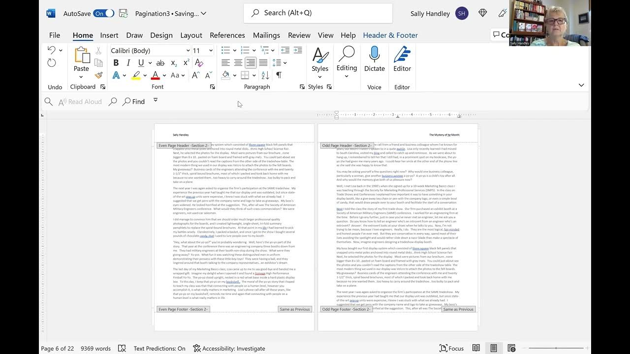 Paginating and Creating Headers and Footers in Microsoft Word Documents ...