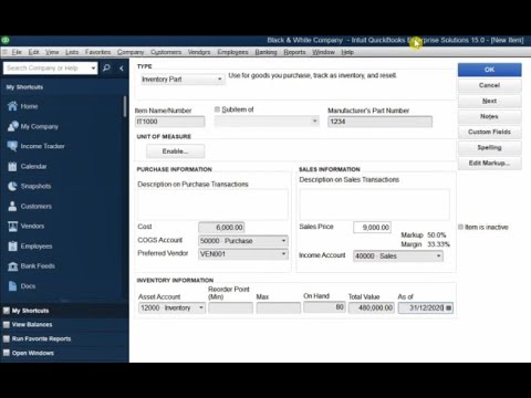 Creating inventory items in QuickBooks (Part 5) - YouTube