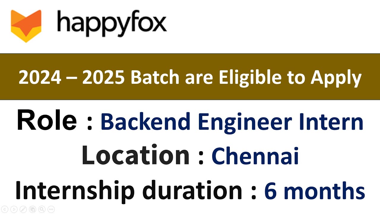 HappyFox Hiring Backend Engineer Intern in Chennai I 2024 I 2025 I Batch are Eligible to Apply ...
