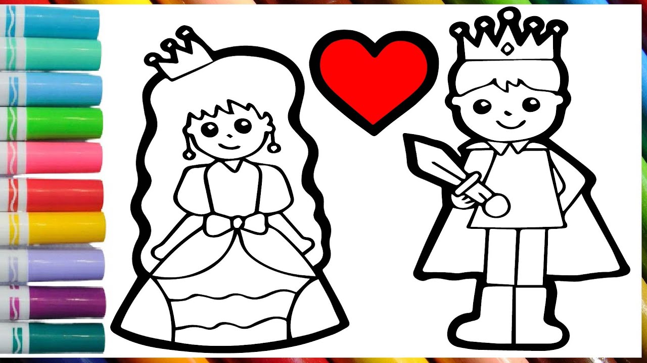 Prince and Princess Drawing ,Coloring and painting for kids & Toddlers ...