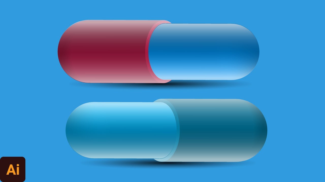 Capsule 3D Design in Adobe Illustrator | A PILL Design for Beginners ...