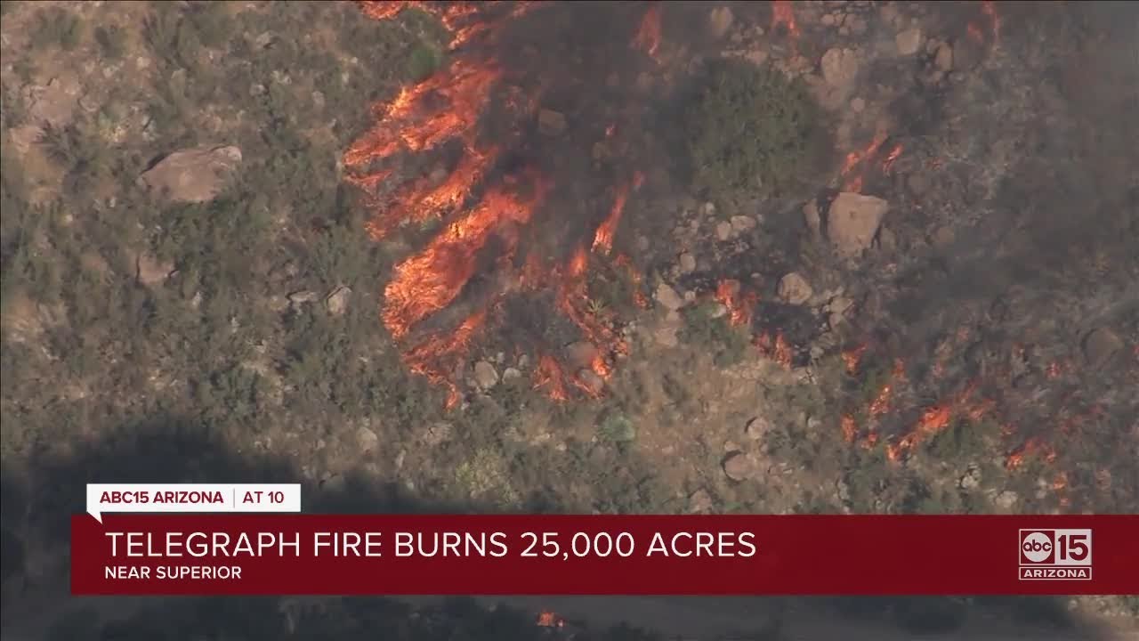 Telegraph Fire burns 25,000 acres near Superior - YouTube