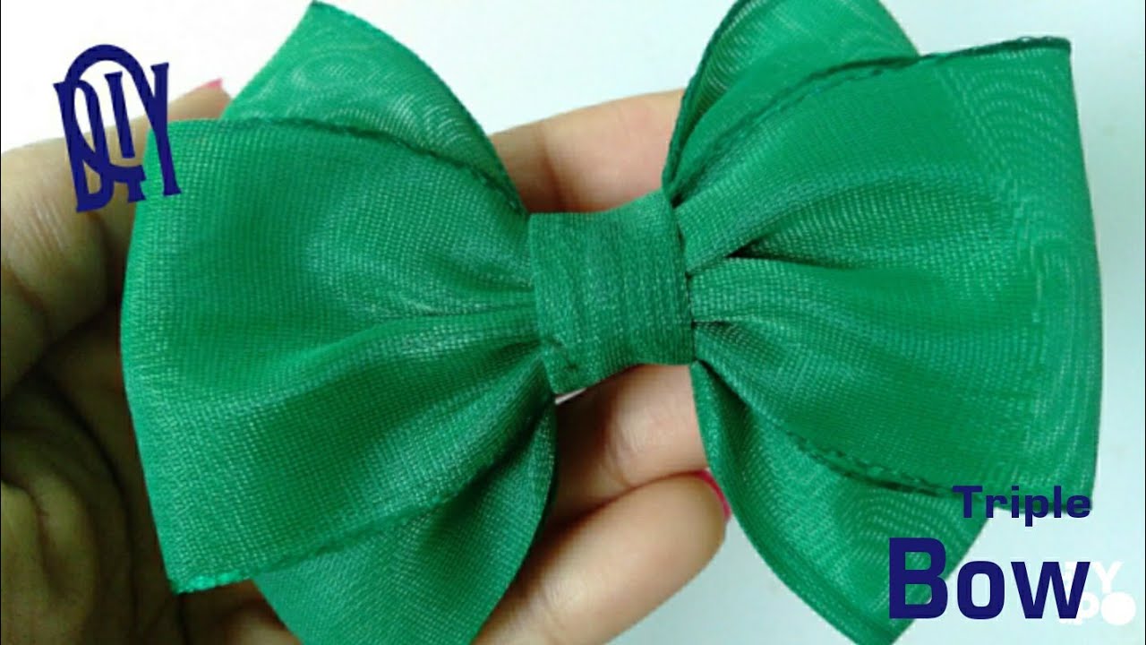 How to make Triple Bow | Bow making tutorial | Ribbon bow | Hair Bow ...