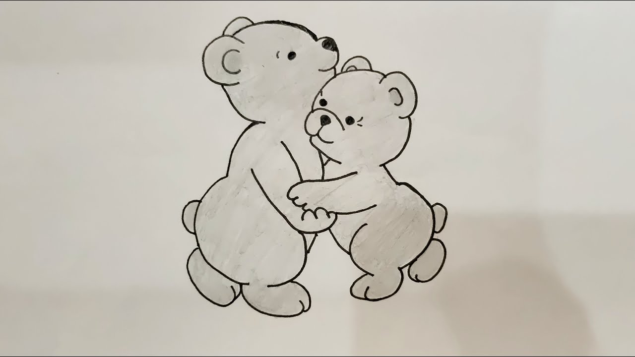 Cute Teddy Bear Couple Drawings