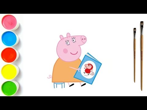 How to draw mom peppa pig 🐖🌈 ️| step-by-step mom pig Drawing | colorful ...