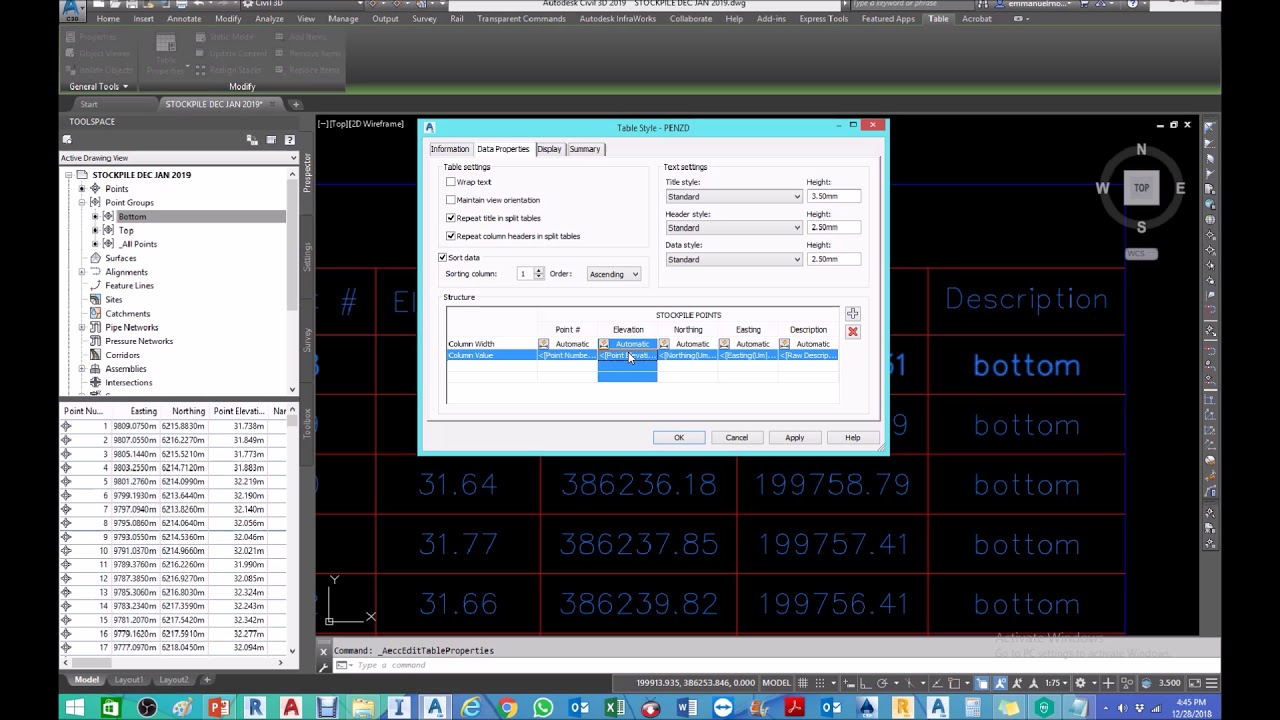 LESSON 10 CIVIL 3D - POINT TABLE SETTINGS - YouTube