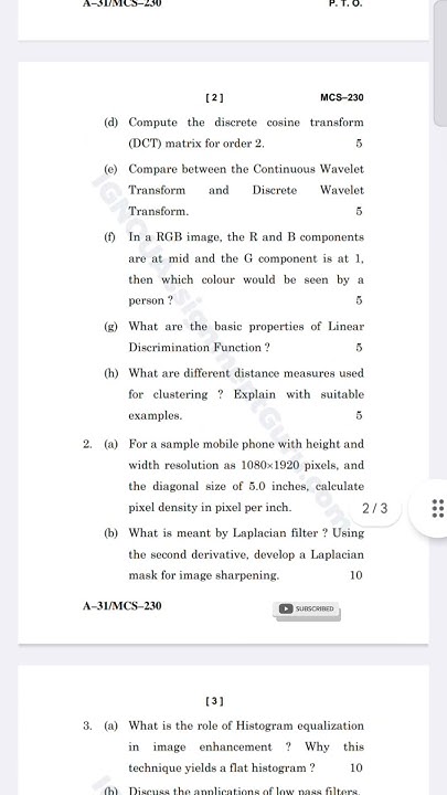 MCS 230 Digital image processing and computer vision Dec 2024 #pyq #ignouexams #ignou #mca - YouTube