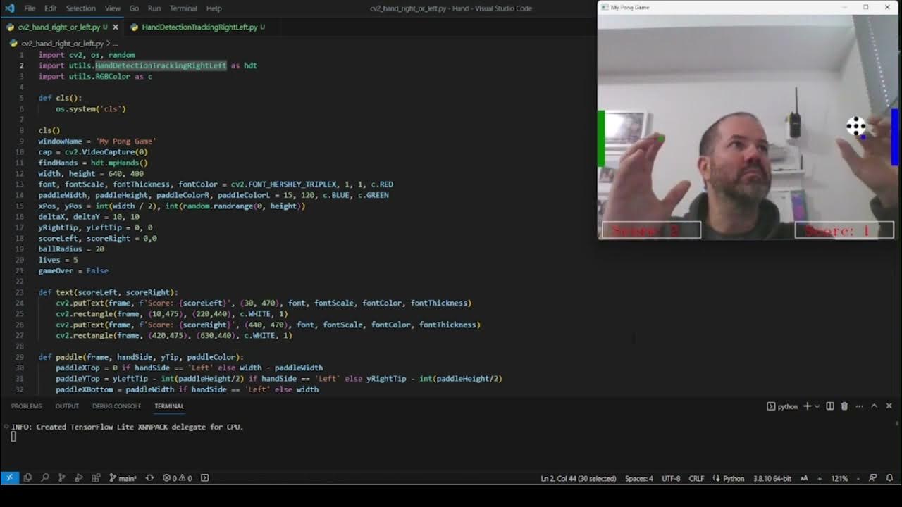 CV2 MEDIAPIPE HAND SIMPLE GAME 2 PLAYERS (LEFT AND RIGHT HAND) - YouTube