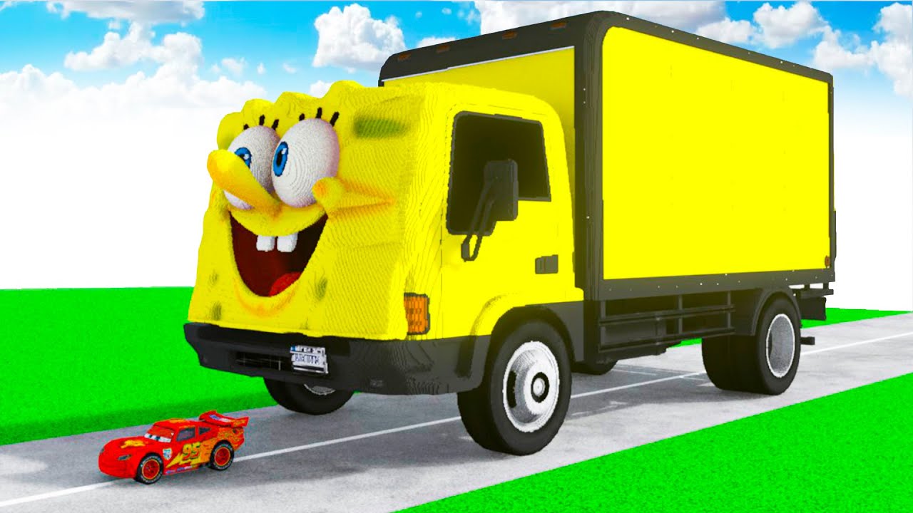McQueen Transforming to Giant SPONGEBOB Truck in Teardown! - YouTube
