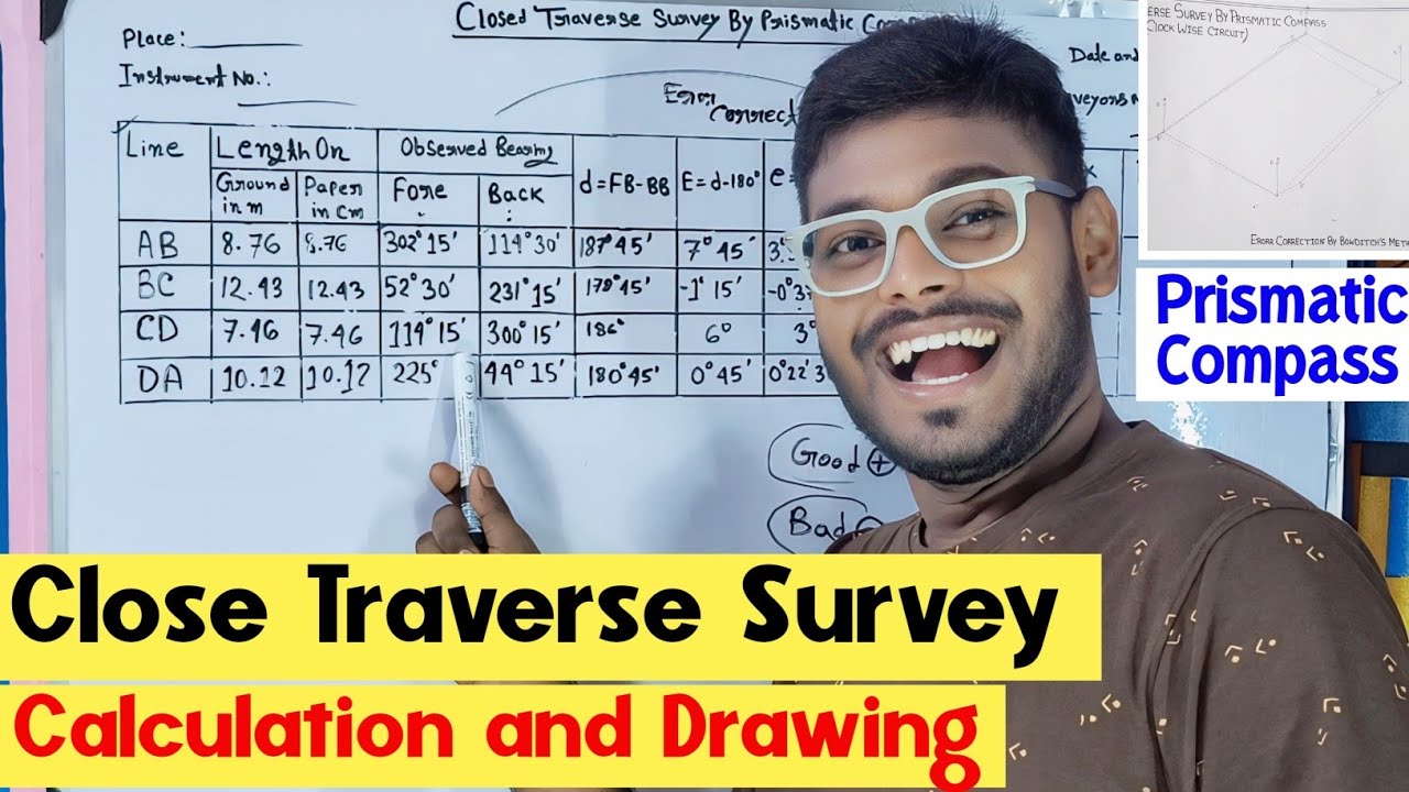 How to Calculation and Drawing of Close Traverse Survey By Prismatic ...