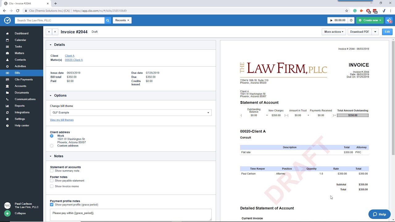 Clio Consultation Invoices and Payments - YouTube