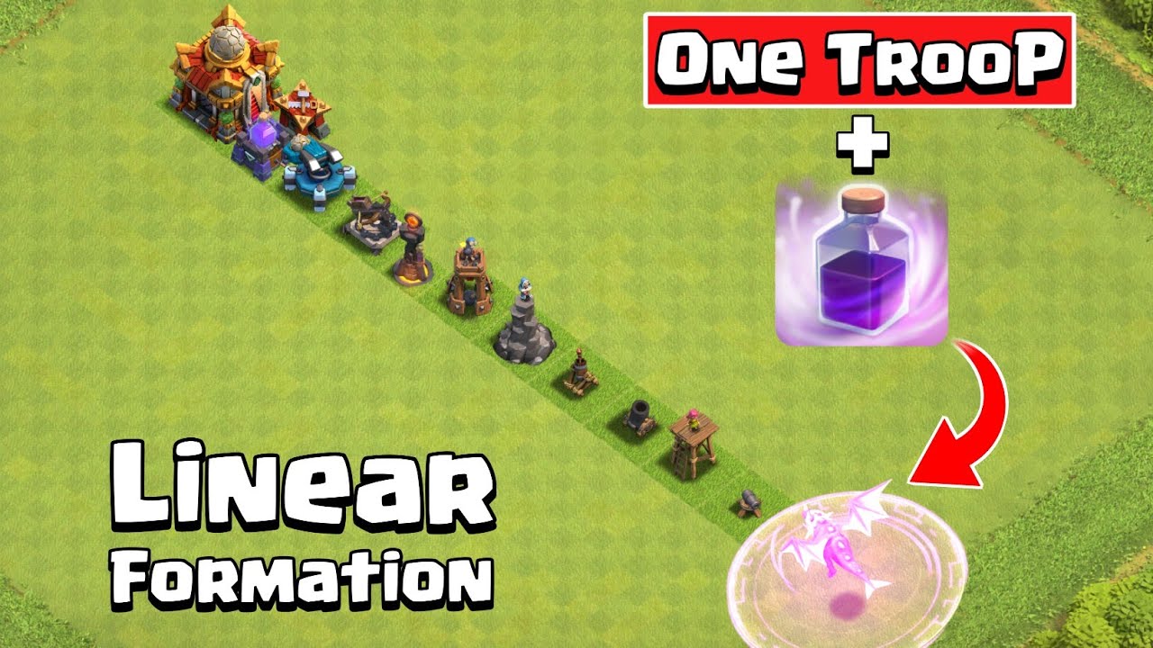 One Raged Troop vs Level 1 Linear Defense formation | Clash of Clans ...