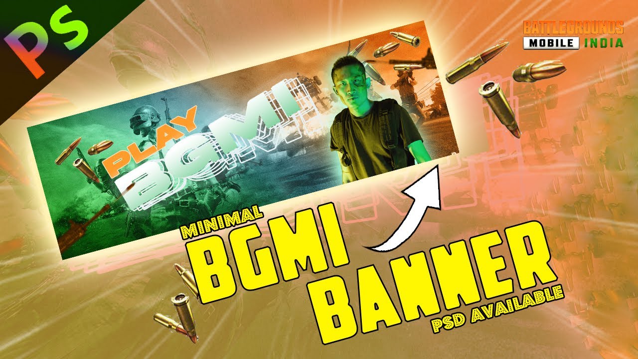Create a minimal BGMI themed channel banner | Photoshop tutorial | PSD ...