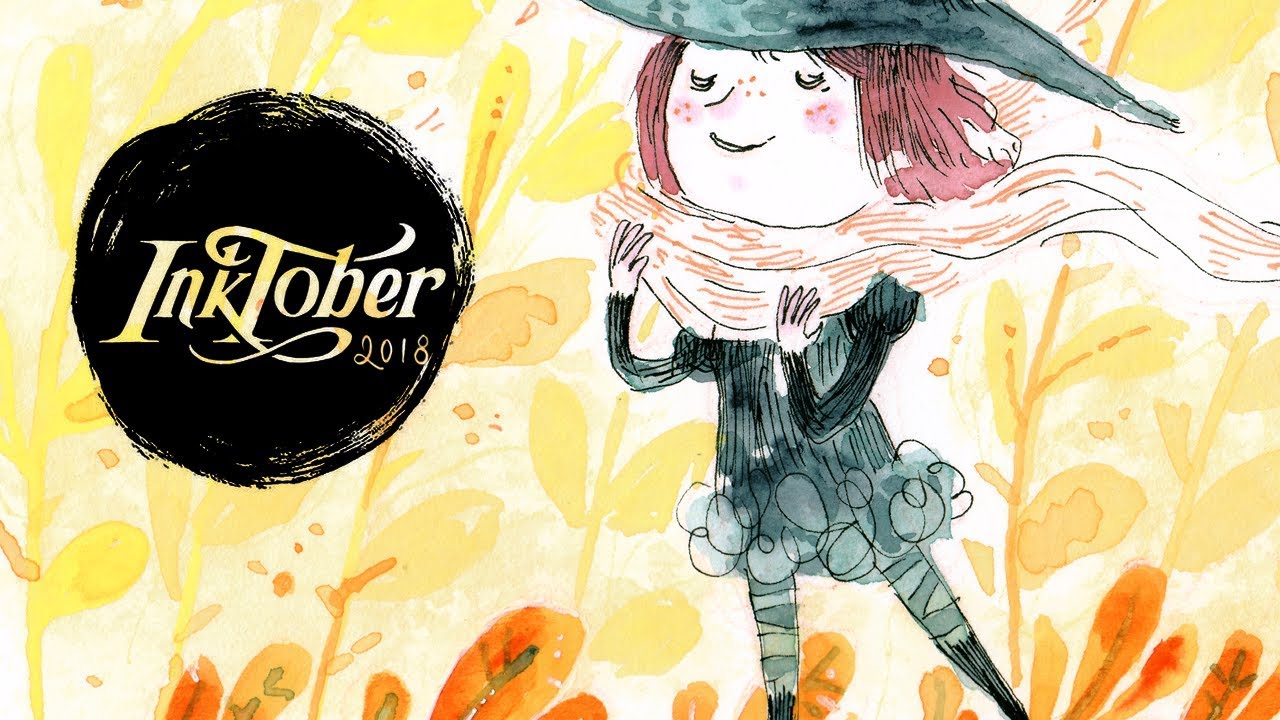 DAY 1 -INKTOBER 2018| Witch Book Illustration| - YouTube