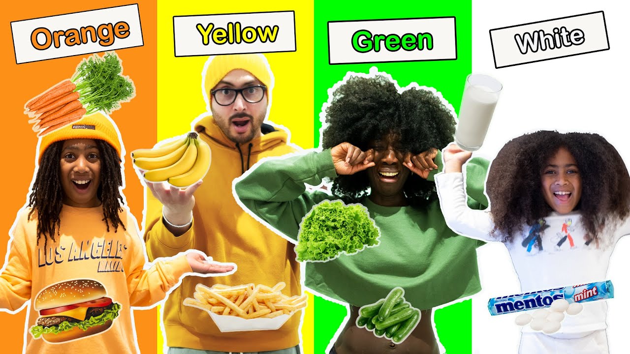 EATING ONLY ONE COLOR OF FOOD FOR 24 HOURS! - YouTube