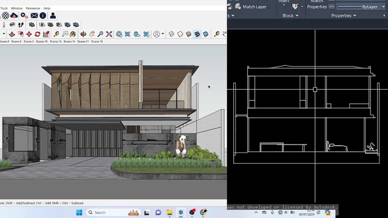 Cara Membuat Potongan AutoCad dari 3D Sketchup - YouTube