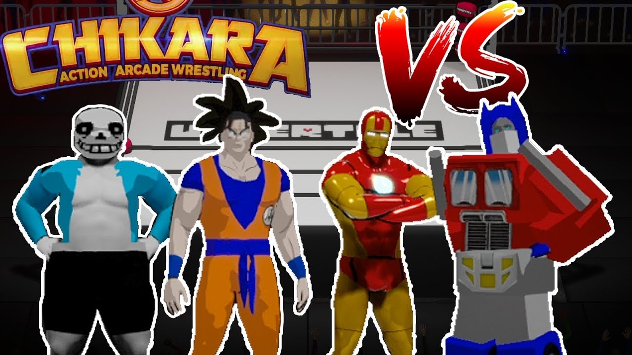 SANS vs Iron Man vs Optimus vs Goku 4-Person CHIKARA - YouTube