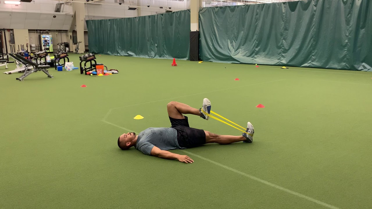 Supine Banded Hip Flexion with External Rotation - YouTube