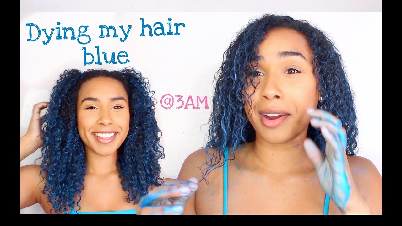 DYING MY HAIR BLUE @3AM - YouTube