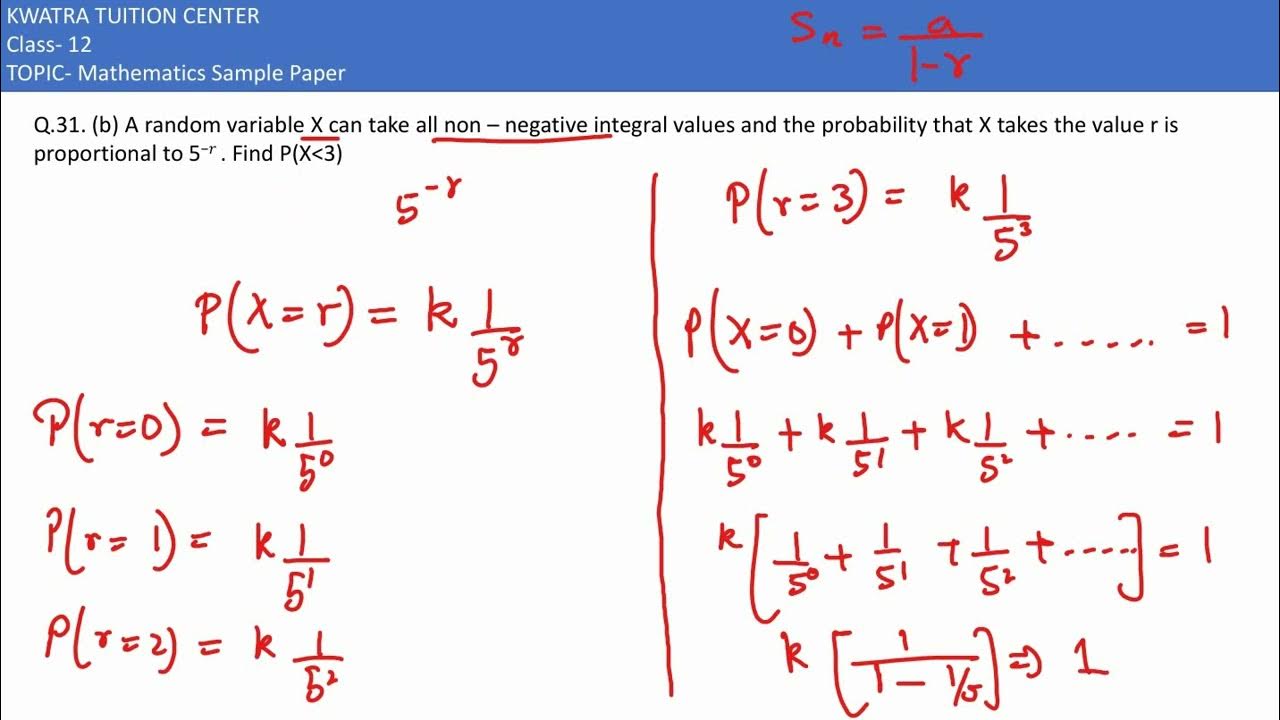Q.31. (b) A random variable X can take all non – negative integral values and the probability ...