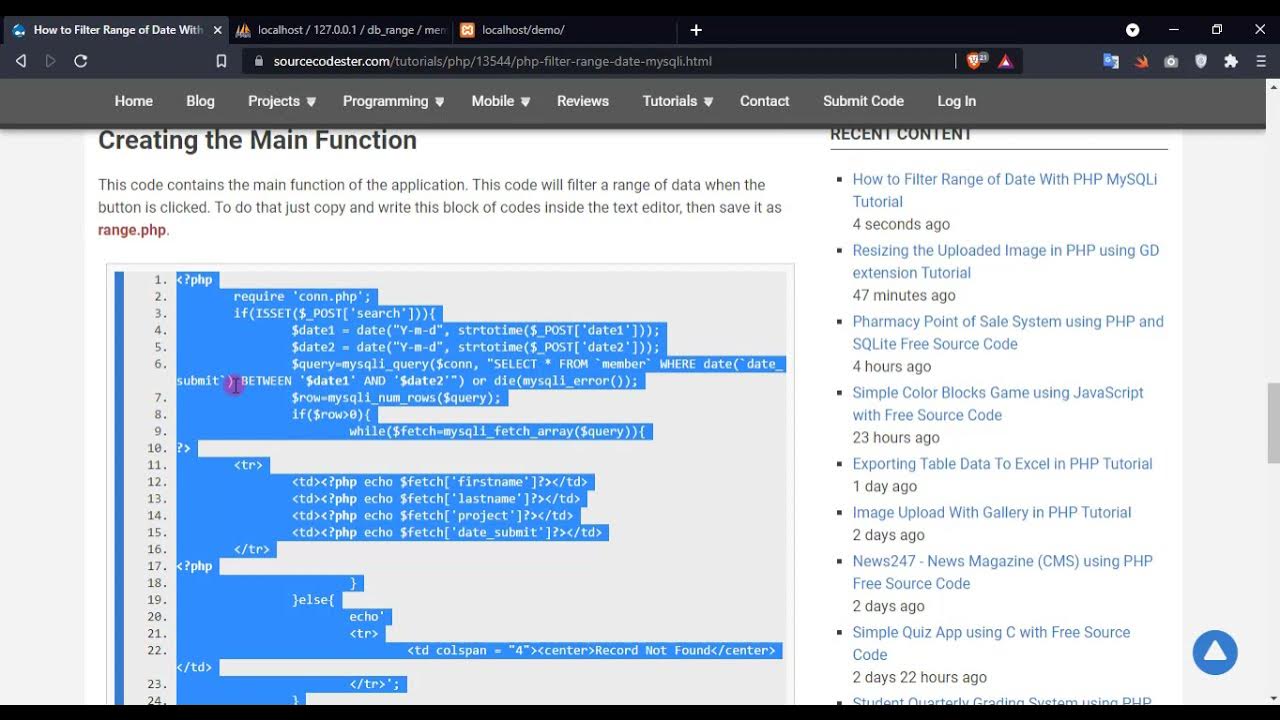 How to Filter Range of Date With PHP MySQLi Tutorial DEMO - YouTube