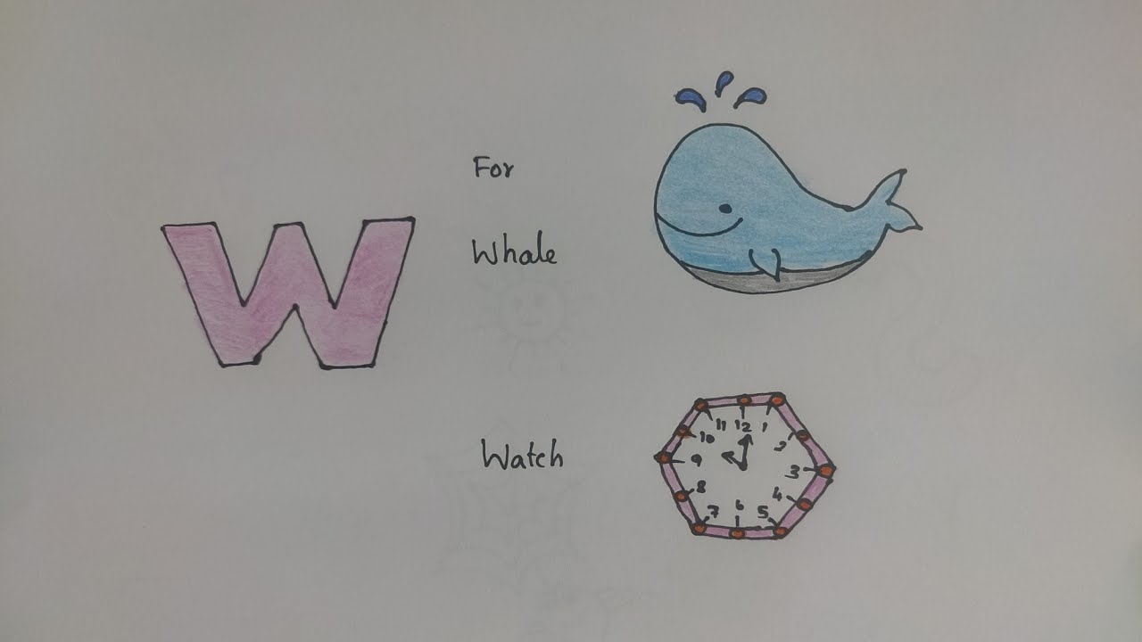 how to draw a W Letter and Picture drawing for kids and beginners - YouTube