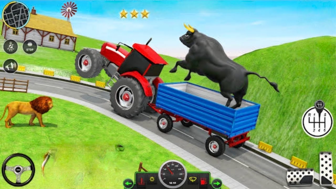 Farm Zoo Transporter Tractor Driving - Real Indian Tractor Animal ...