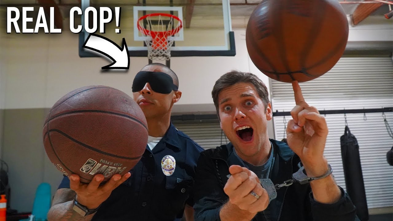 Challenging a POLICE OFFICER to Basketball Trick Shot WORLD RECORDS ...