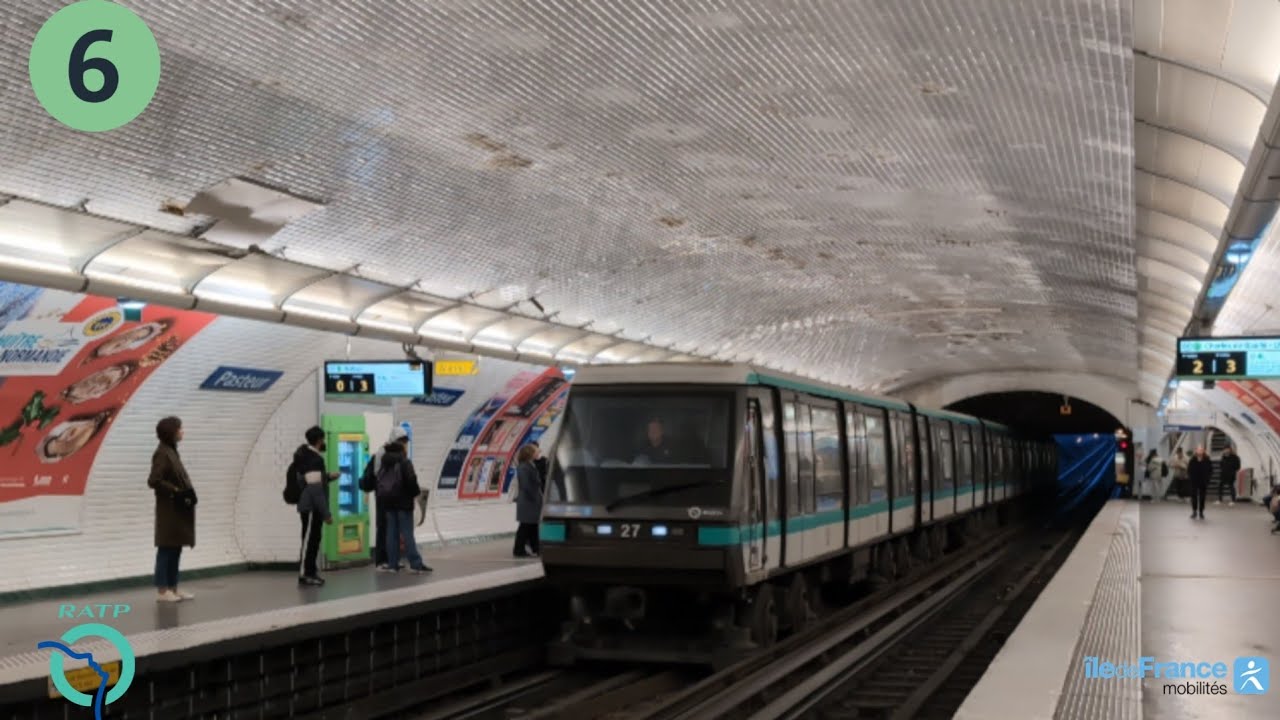 Métro 6 RATP : Spot des MP73 et MP89 à la station Pasteur - YouTube