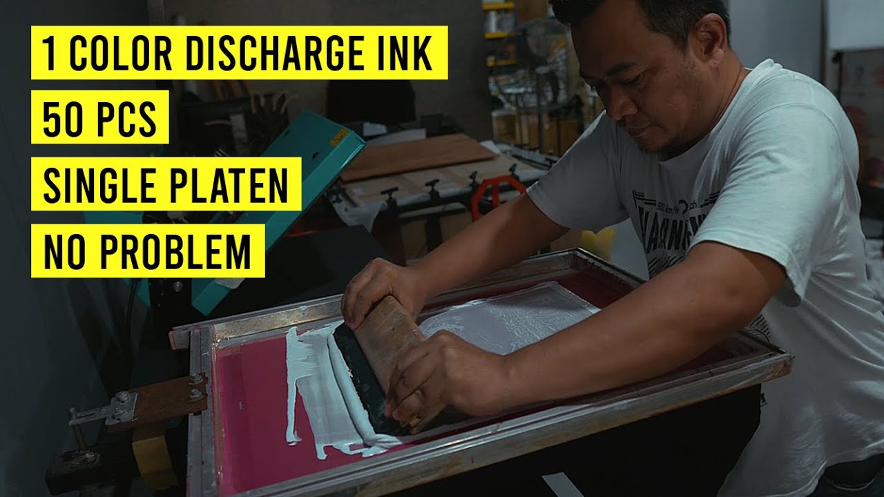 Screen Printing : Single Platen VS 1 Color Printing Discharge Ink 50 ...