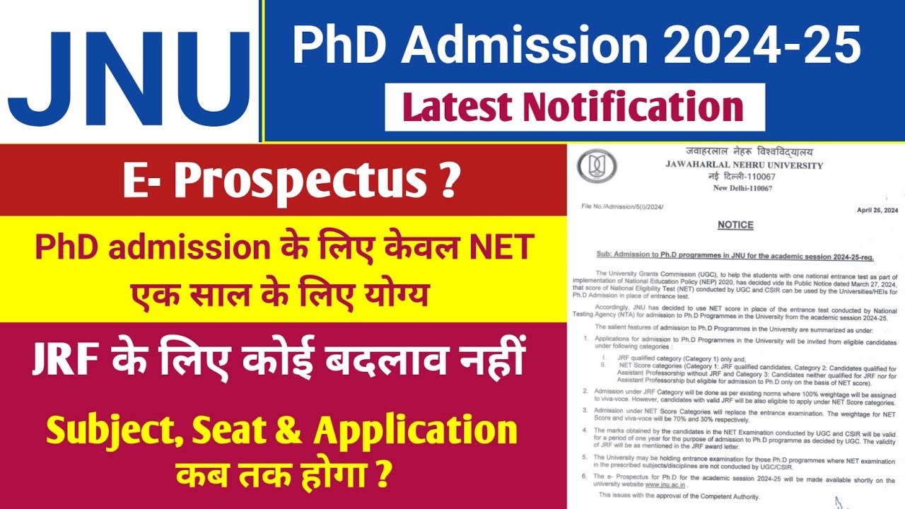 JNU Notification | Central University | New PhD Admission 2024 ...