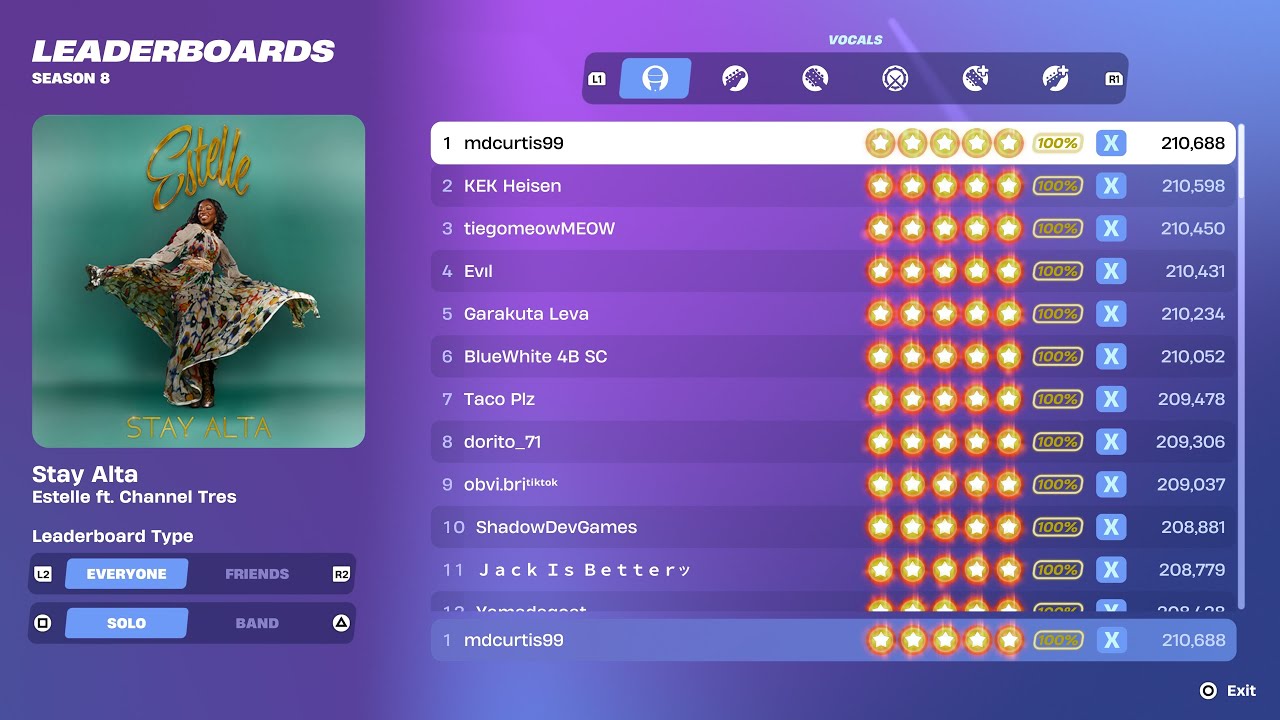 [Fortnite Festival S8] Stay Alta Expert Vocals 100% FC 1st Place All ...