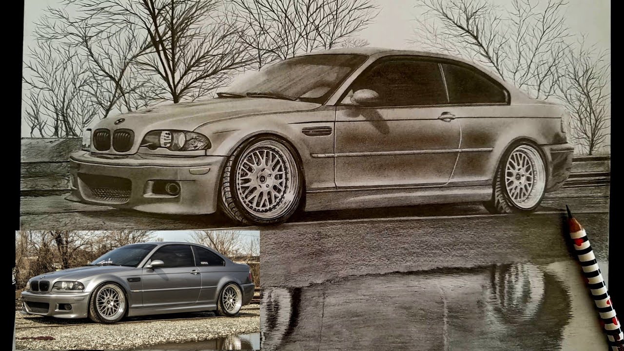 How to draw a realistic BMW M3, E46 | (with your vote) - YouTube
