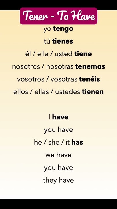 Tener - to have | Spanish verbs | Presente #learnspanish #spanishverbs ...