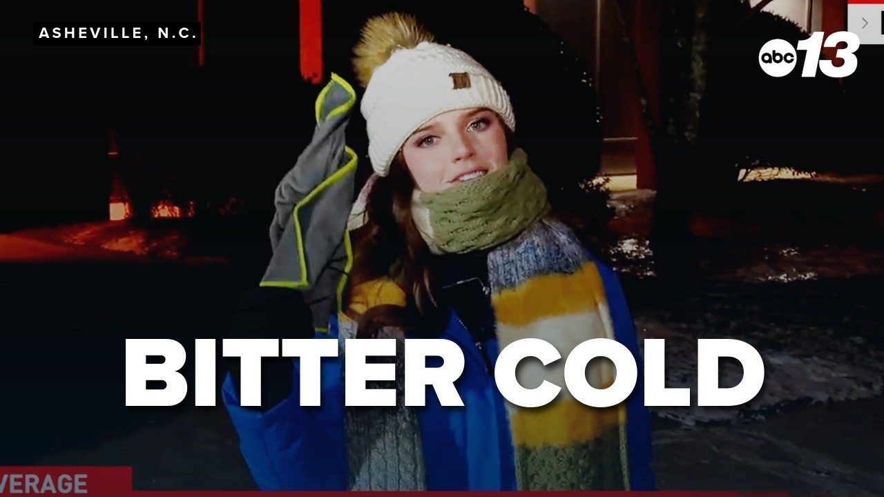Reporter shows just how cold it is in western North Carolina - YouTube