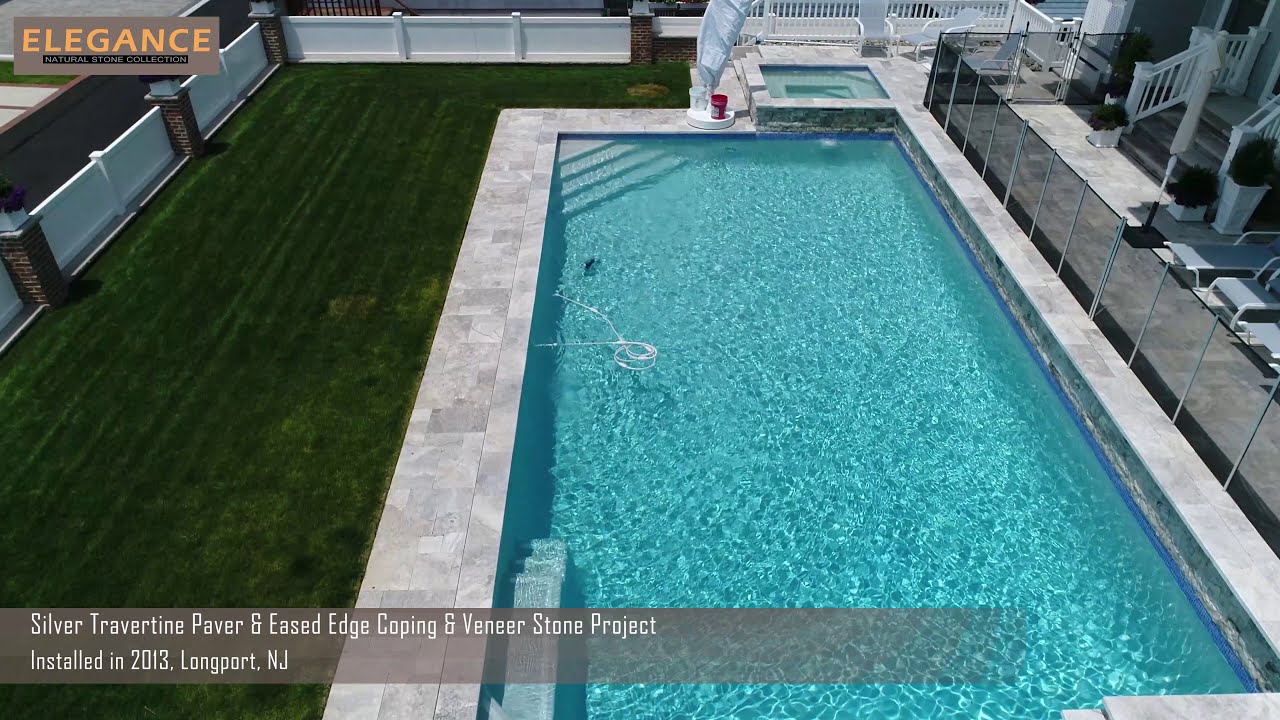 SilverTravertine Paver & Eased Edge Coping Project in Longport ...