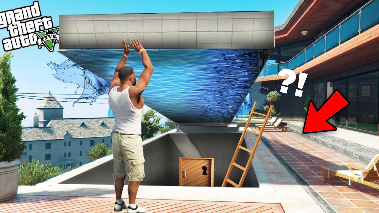GTA 5 : Franklin Found Secret Bunker Under Franklin's Swimming Pool in ...
