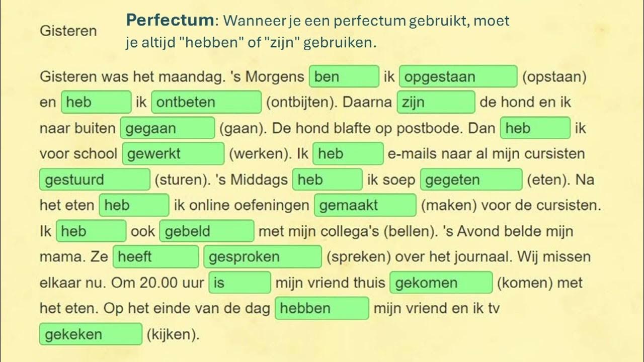 Perfectum - We leren Nederlands - DUTCH - YouTube