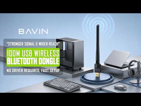 BAVIN O111 USB Bluetooth 5.3 100M Dongle Wireless Adapter for PC/Speaker/Laptops/Mouse/Keyboard