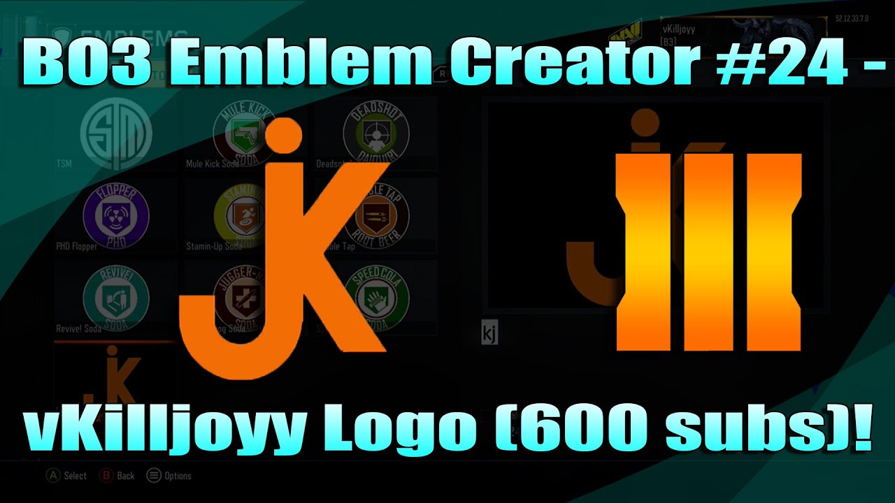 BO3 Emblem Creator #24: vKilljoyy Logo (600 Subs)! - YouTube