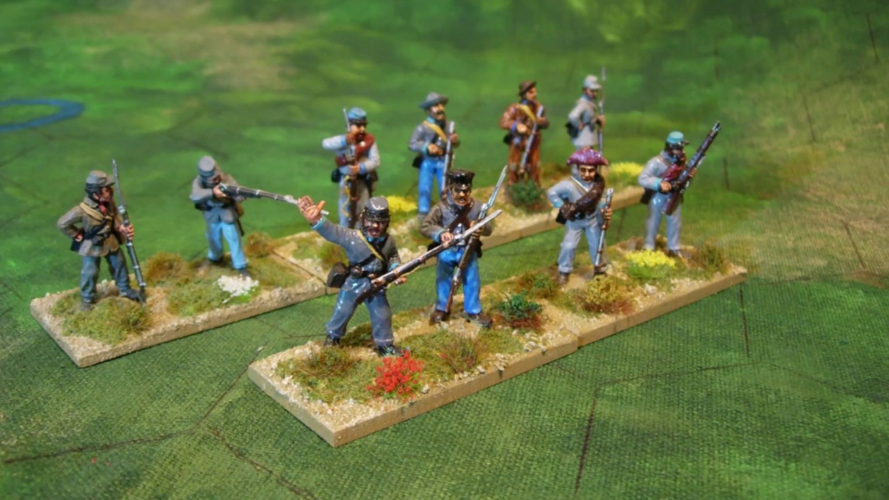 087 40mm ACW Skirmishers Foundry & Trident miniatures - YouTube