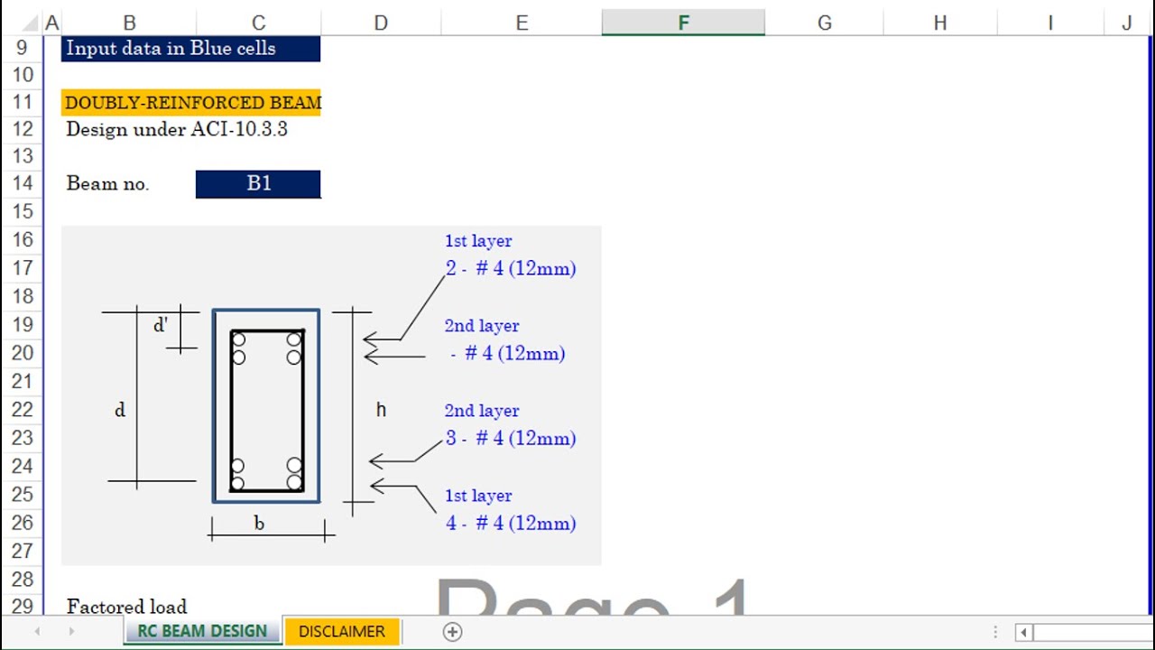 RC BEAM DESIGN Spreadsheet by CEnaryo - YouTube