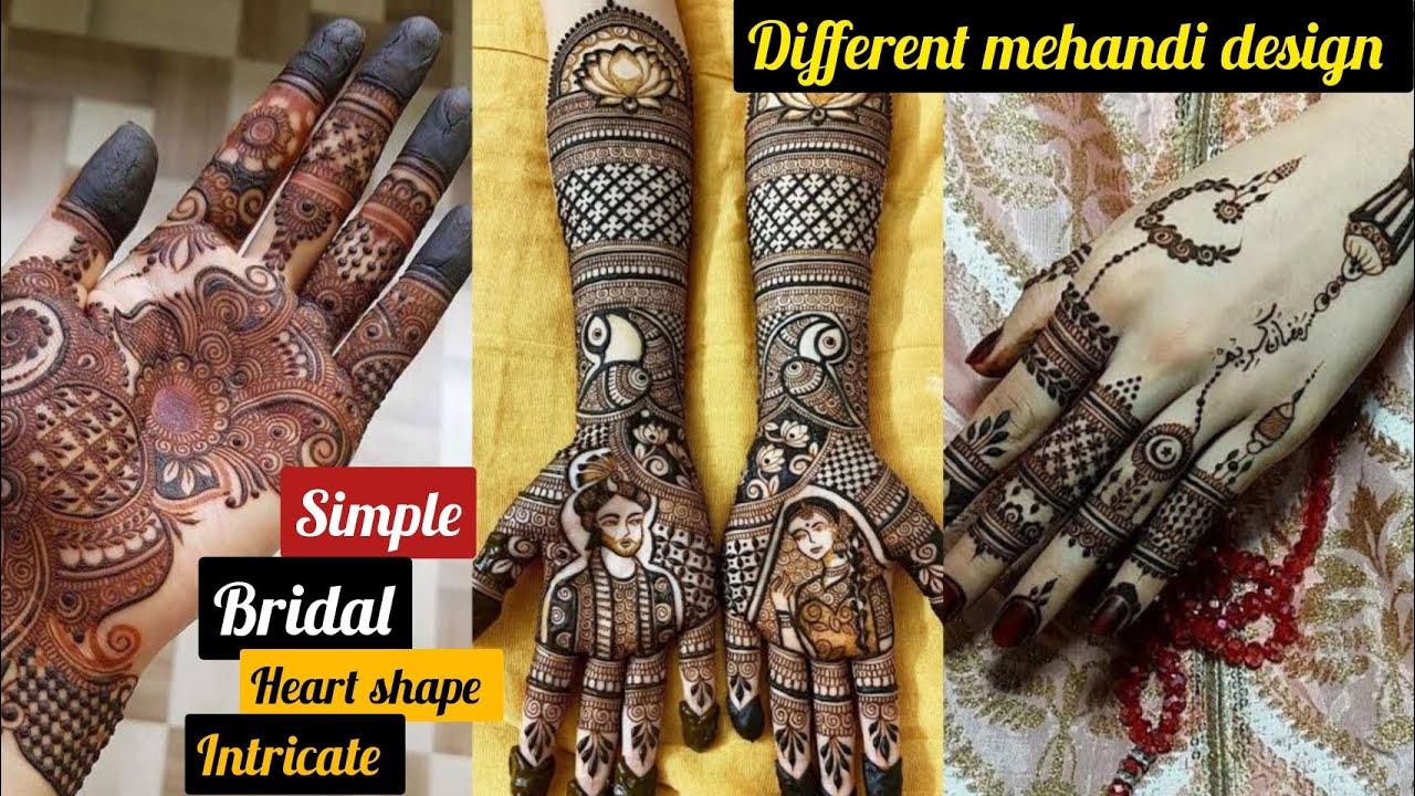 different types of mehandi design| bridal | simple| heart-shape ...