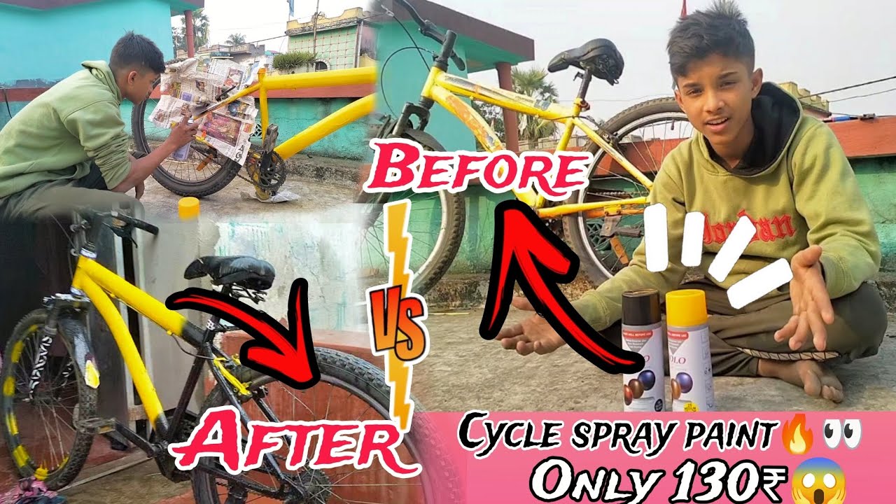 Cycle modification 🎨🔥 spray paint on cycle 🤩👀 Only 130₹ 👈 || Villager ...