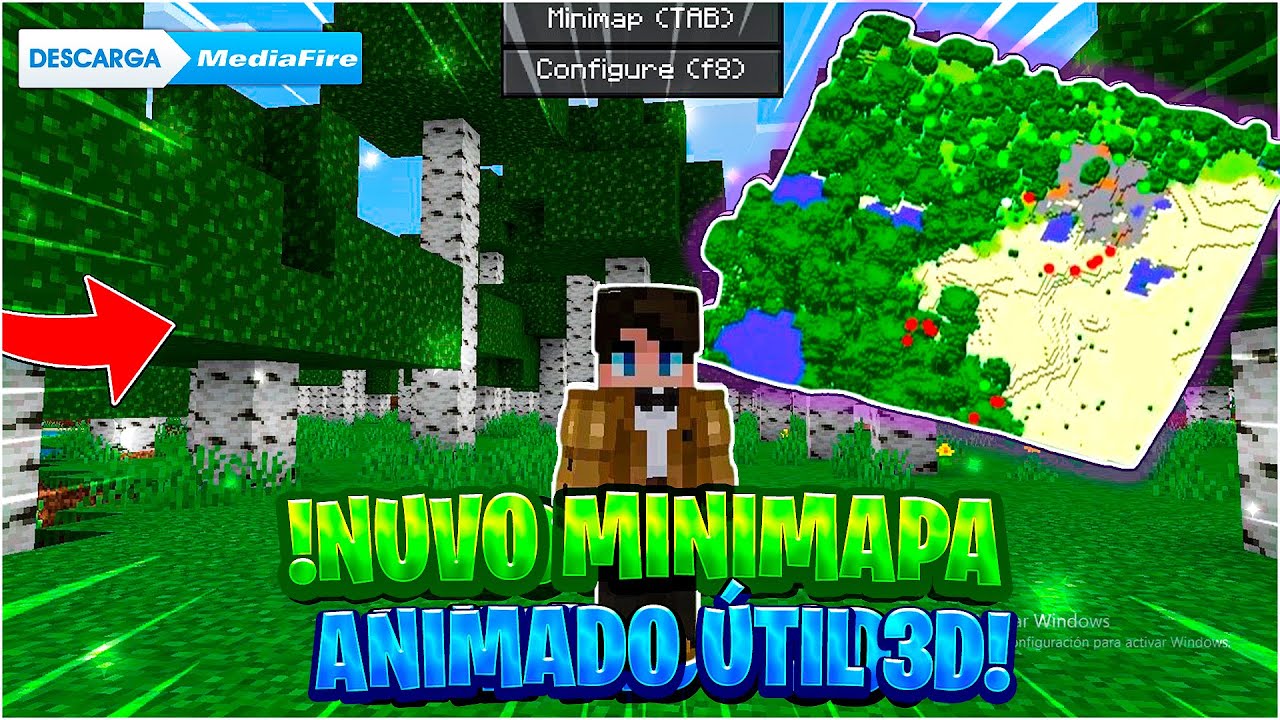 💚 !DESCARGA: NUEVO MINIMAPA 3D para MCPE (Cualquier Versión) Mapa ÚTIL ...