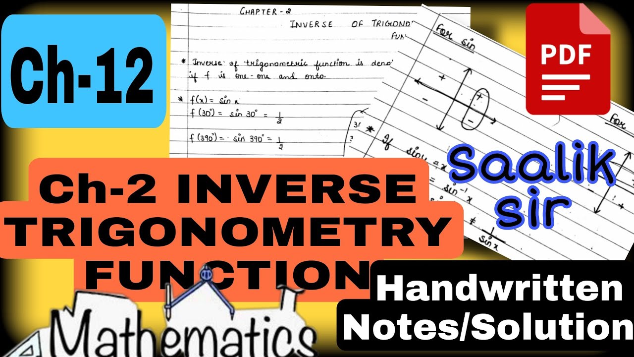 Inverse Trigonometric Function Handwritten notes pdf |class 12th maths ...